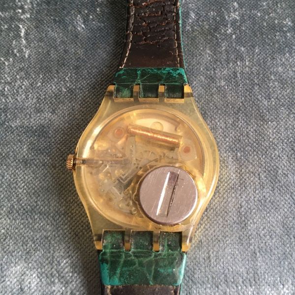 Vintage SWATCH WATCH AG 1993 #8213 Original Green Leather Strap ...