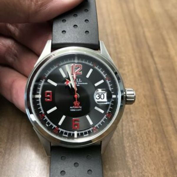 Genuine Ball Fireman Racer Black Red Dial Steel Automatic Rubber Wrist ...