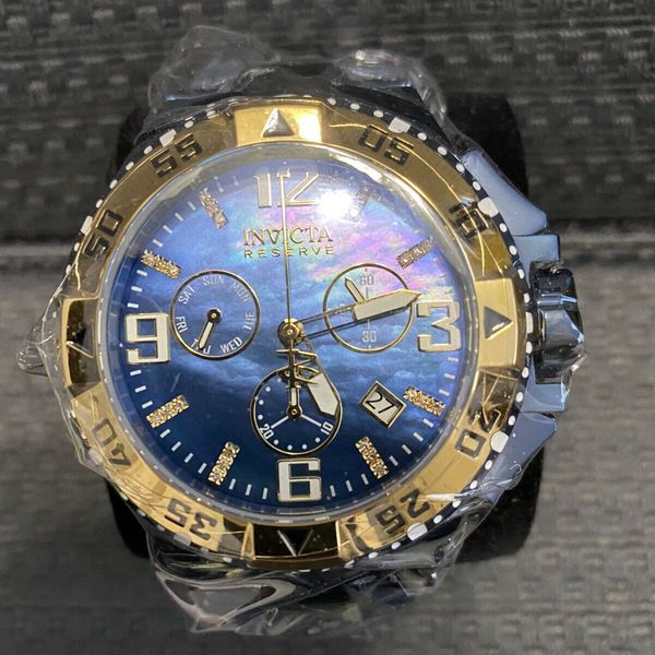 Invicta 50mm Reserve Diamond Excursion watch,Blue + Gold Accents Model ...