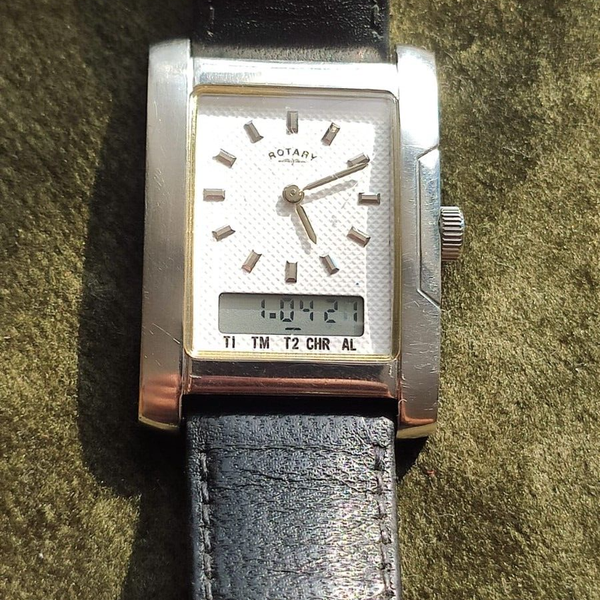 Vintage Rare Rotary Savannah Mens Watch 10357 Silver Analog/Digital New ...