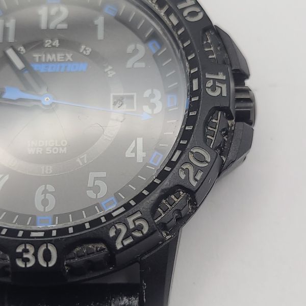 Timex Expedition Indiglo Date Round Black Dial Black Band Mens Watch Working | WatchCharts ...
