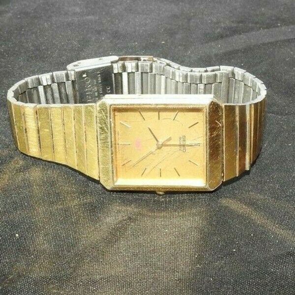 Vintage Men's Seiko 5 Quartz Watch, Rectangular, Gold Color 1980's | WatchCharts