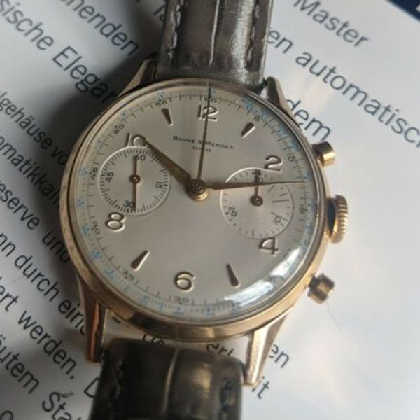 Baume & Mercier 18k Solid Gold Oversize Mechanical Chronograph RARE ...