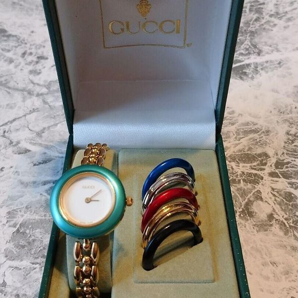 GUCCI Change Bezel Watch Quartz 6 Colors Gold Colors in Box | WatchCharts GUCCI Change Bezel Watch Quartz 6 Colors Gold Colors in Box | WatchCharts