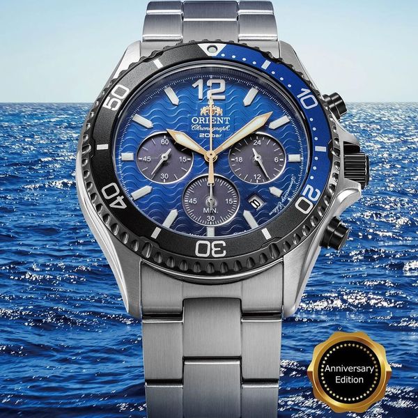 Orient Mako RN-TX0208L Panda Sport Chronograph Blue Dial Analog Solar ...