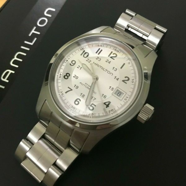 HAMILTON Khaki Field Automatic 38mm silver dial watch H70455553 - Swiss ...