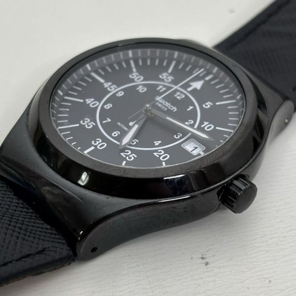 Swatch Sistem51 SISTEM SLATE YIB400 black monochrome automatic watch ...