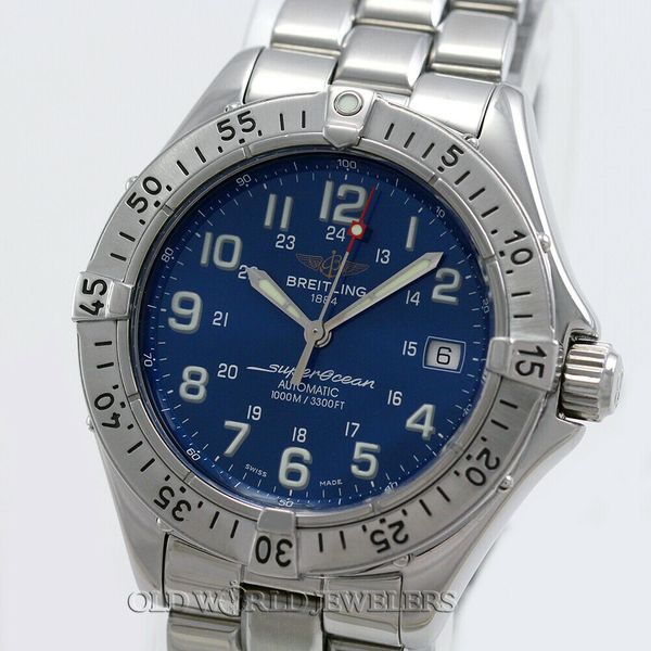 Breitling SuperOcean Chronometer A17340 Blue Dial Stainless Steel w/Box ...