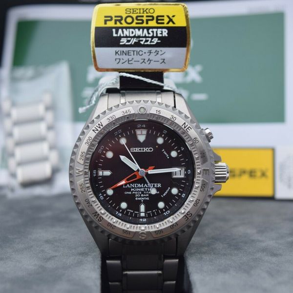 Seiko Landmaster Kinetic Watch SBDW005 Titanium 5m65 GMT w/ Full Kit ...