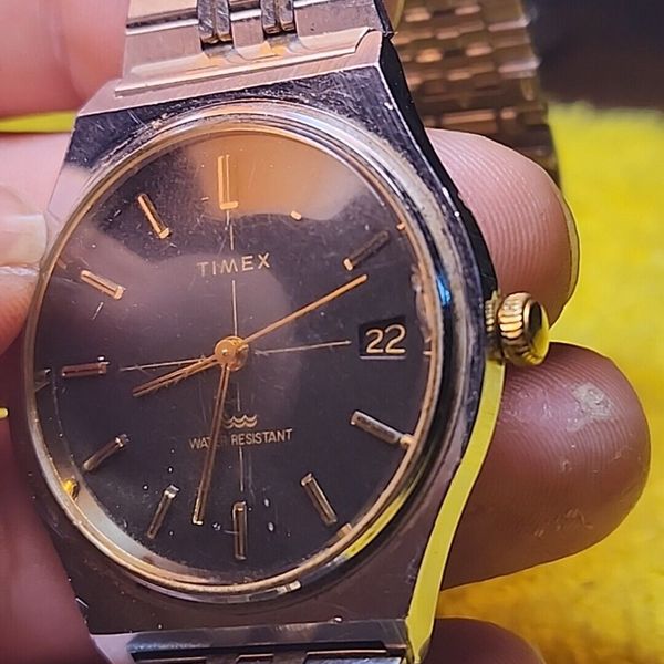 Timex Automatic Watch Black Dial Self Wind Running Read Steel Band ...