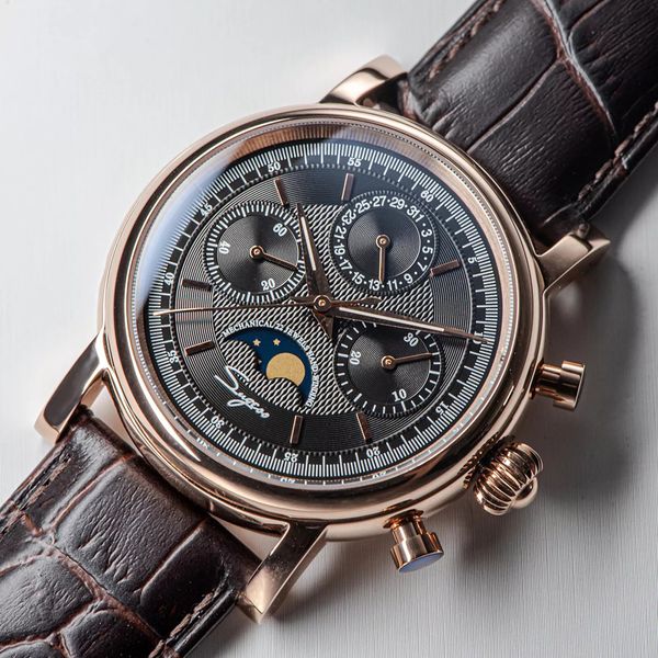 Seagull 1963 Sugess MoonPhase Master Chronograph Mechanical Mens Watch ...