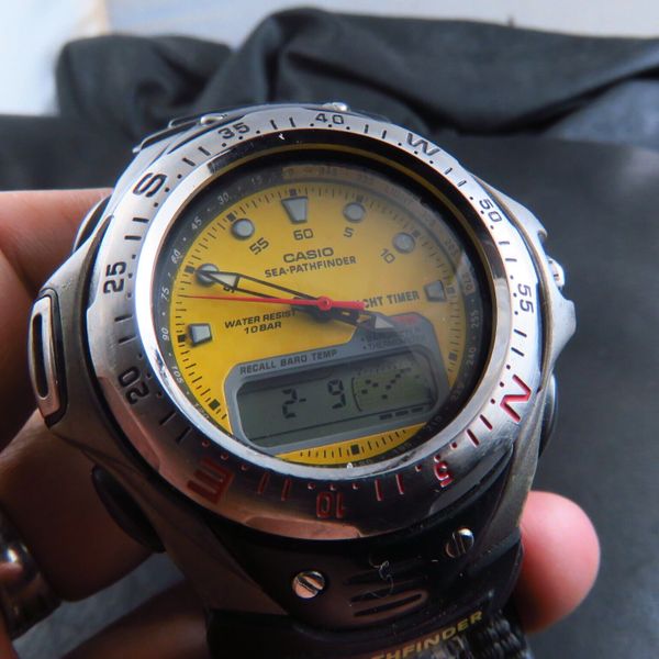 SPF-50 Casio Sea-Pathfinder Yacth -timer Sensor Quartz Men Watch ...