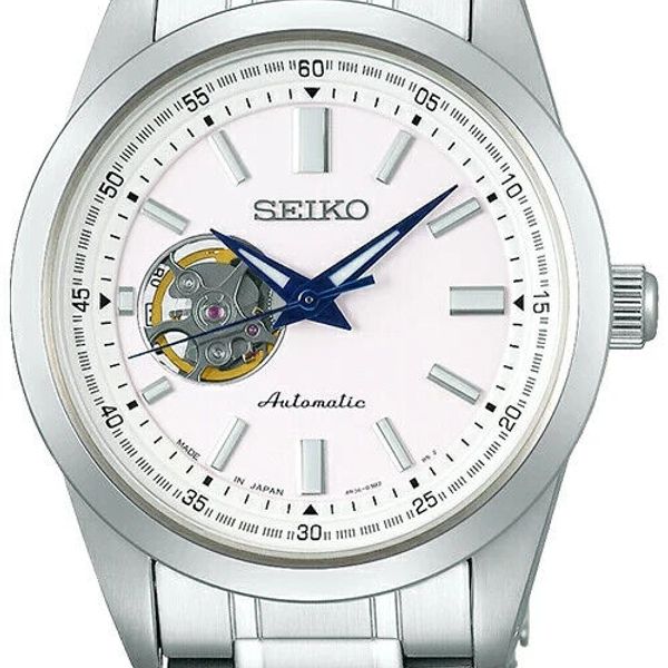 SEIKO SELECTION SCVE049 White Mechanical Open Heart Model Men's Watch ...