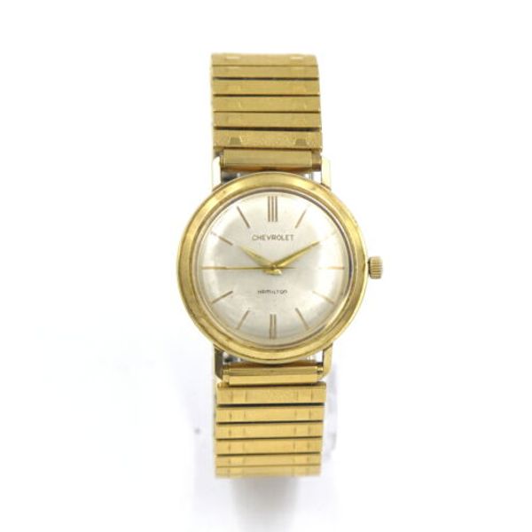 VINTAGE GENTS HAMILTON 736 CHEVROLET AWARD WRISTWATCH 14K GOLD 18J ...