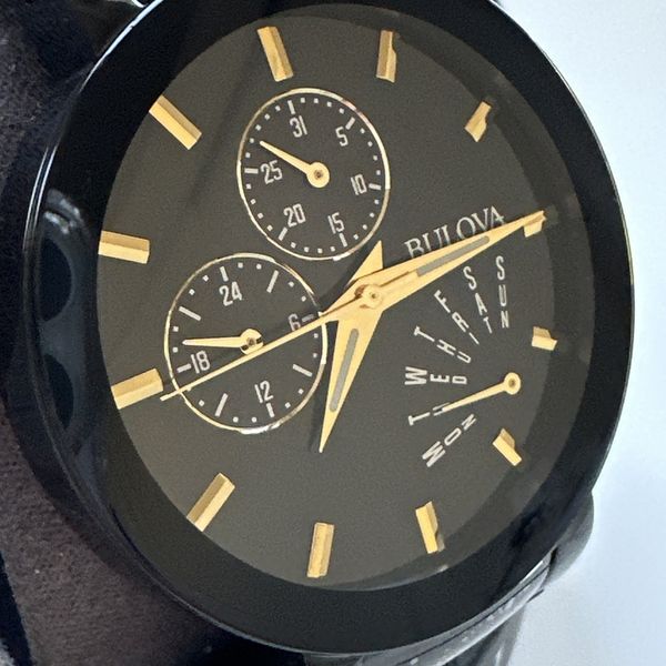 Bulova Men's Modern Quartz Day Date Black Watch 40 MM 98C124 ...