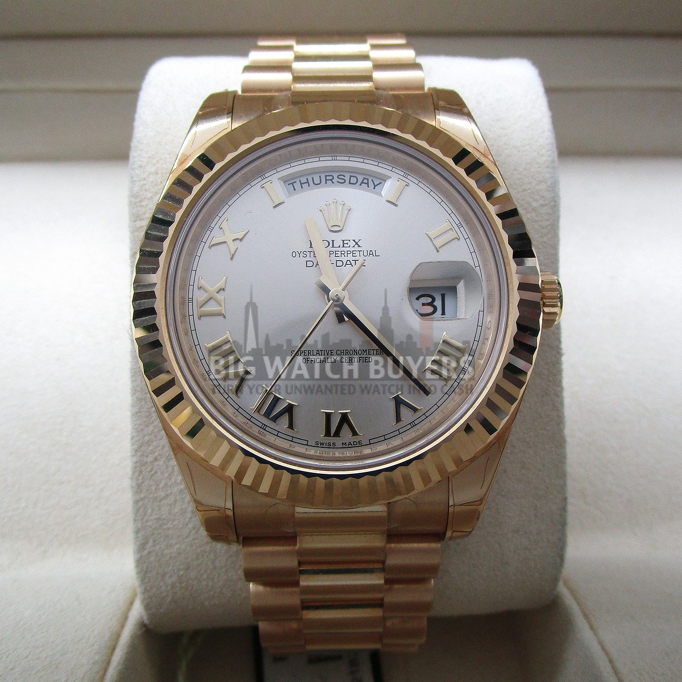 FS:ROLEX Daydate41 mm Yellow gold silver dial 218238 unworn ...