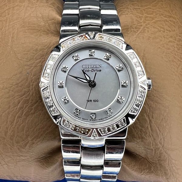 Citizen Eco Drive Diamond Bezel Mother of Pearl E031 S053650 Ladies ...