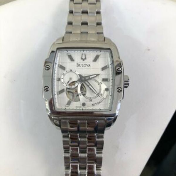 BULOVA C869968 WHITE DIAL SKELETON STAINLESS STEEL AUTOMATIC WATCH ...