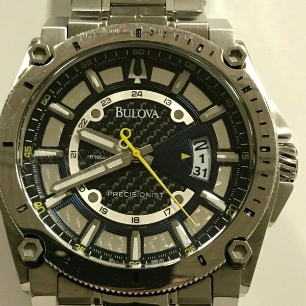 BULOVA Precisionist Quartz Champlain Blue Stainless Men's Watch Item No ...