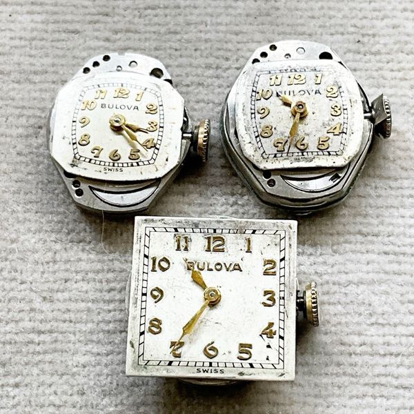 Vintage Lot 3 BULOVA Wristwatch Movements AS IS For Parts / Repair ...