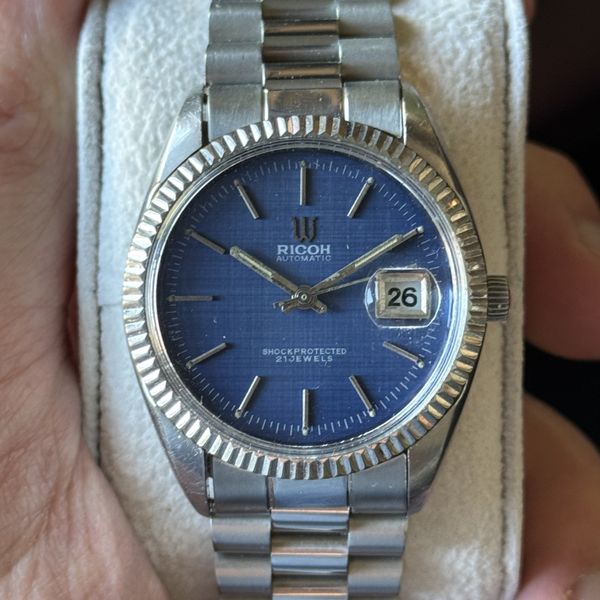 Ricoh blue linen jeans dial Datejust/Day date homage. Rare blue dial ...