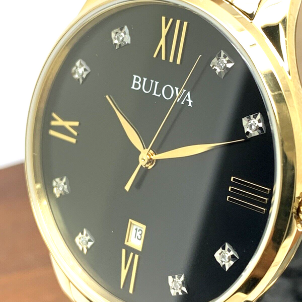 Bulova Men's Watch 97D108 Quartz Gold Tone Stainless Steel Diamond ...