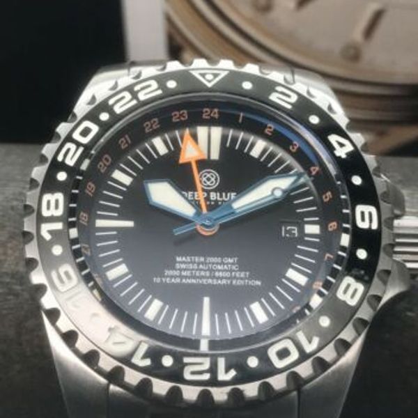 Deep Blue Master 2000 GMT 10 Year Anniversary Swiss Automatic ETA 2836 ...