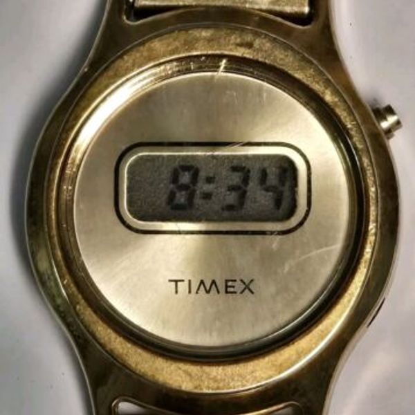 Vintage Timex LCD Quartz Digital Gold Tone Watch USED Working Model 3H ...