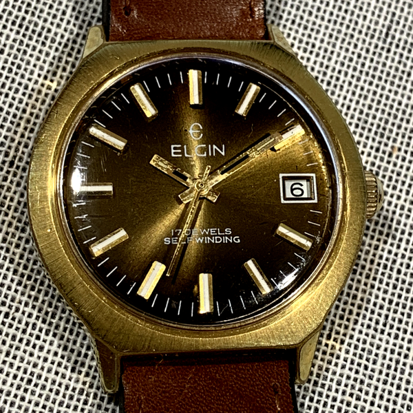 Vintage Elgin ETA 2873 17 Jewel SS Automatic Selfwinding Date Watch ...