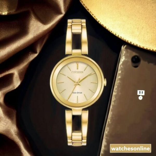Citizen Eco-Drive Axiom Women's Gold-Tone Champagne Dial 28mm Watch ...