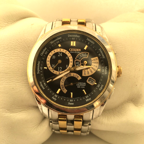 Citizen Eco Drive Calendar 100 MT WR Bracelet Watch E870-S015278 20CM ...