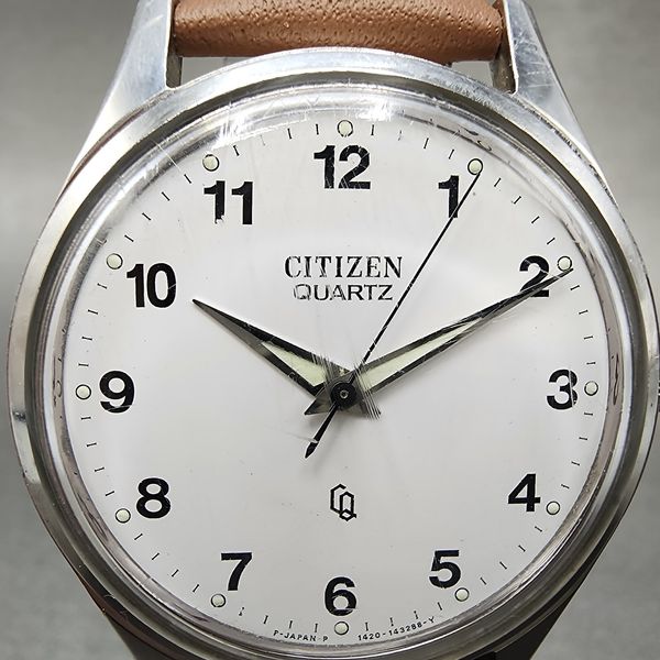 Citizen CQ Watch Men 36mm White Dial Silver Tone Round Vintage New ...