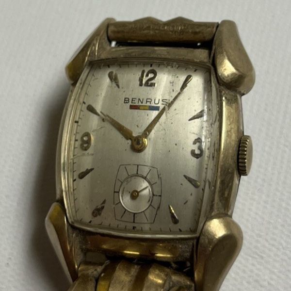 Antique Art Deco Menâ s Benrus 10K Gold Filled Tank Watch and Stretch ...