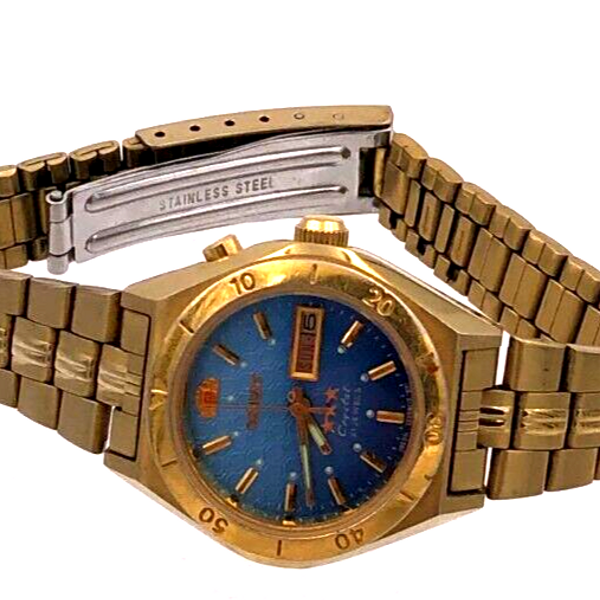 Orient Ladies Gold Tone Stainless Steel Blue Dial Automatic Watch ...