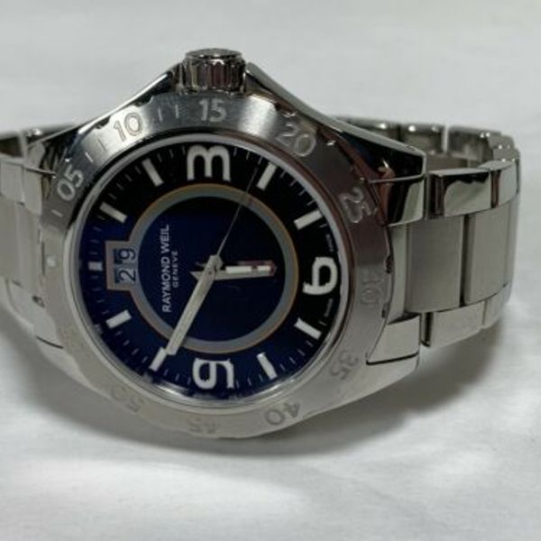 CLEAN Men's Raymond Weil 8650 Black Dial RW Sport Diver Stainless Steel ...