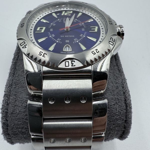 ESQ Swiss By Movado Sports Menâ s E5370 Watch Blue Dial New Battery ...