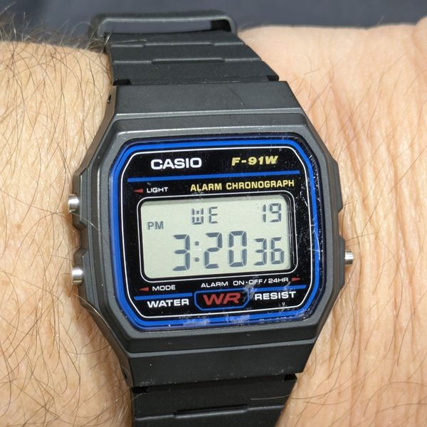 VINTAGE CASIO F-91W MODEL 593 ALARM CHRONOGHRAPH WATCH WORKING ...