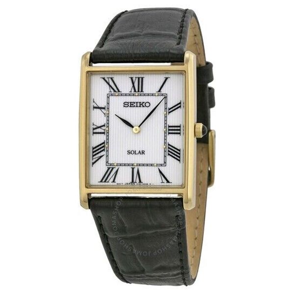 NEW* Seiko SUP880 Tank Solar White Dial Black Leather Band Men's Watch MSRP $200 | WatchCharts ...