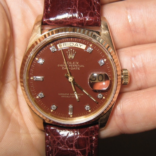 FS Rolex 18038 Day-Date Oxblood Stella Diamond Dial | WatchCharts