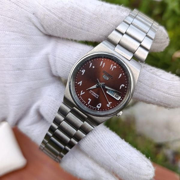 Seiko 5 Automatic Brown Arabic Numeral Dial Day Date Men's Watch Japan ...