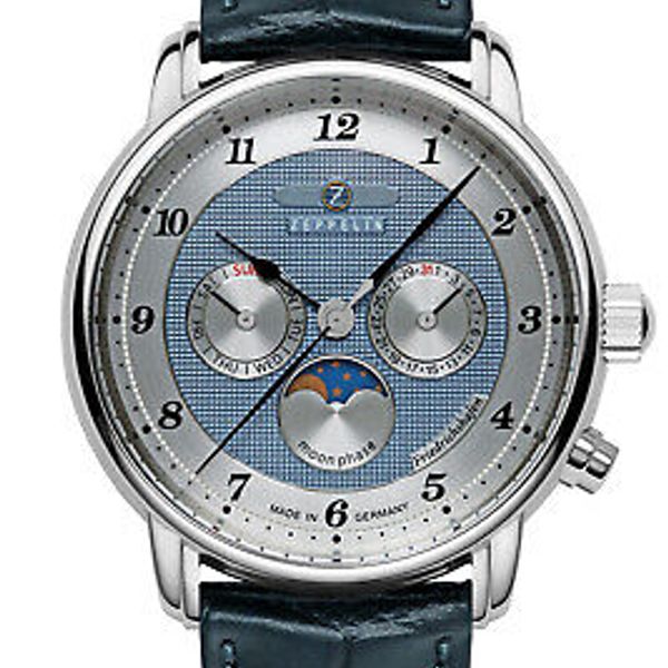 Zeppelin Men's Watch Friedrichshafen Moon Phase Blue 8536-3 ...