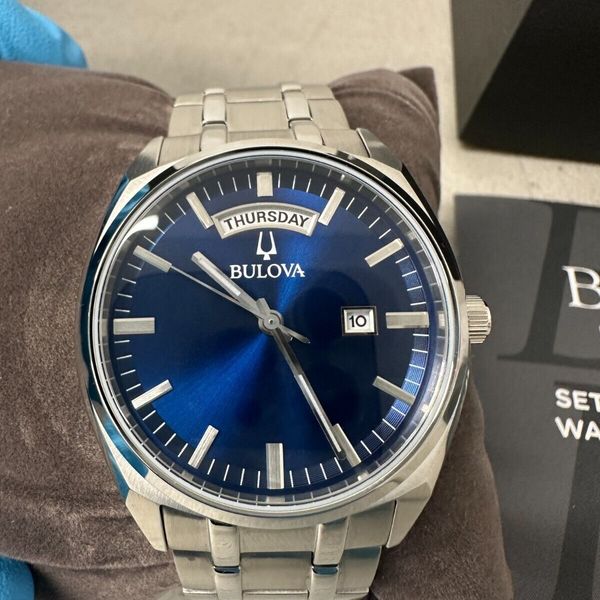 Bulova Classic Surveyor Mens watch 96C125 Blue Dial - USED EX ...