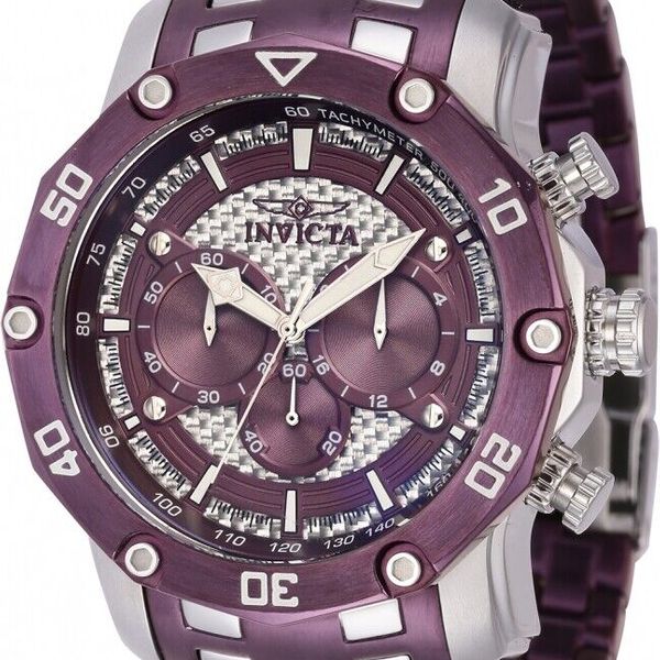 Invicta Men's Watch Pro Diver 50mm Chronograph Quartz Purple Dial 40681 ...