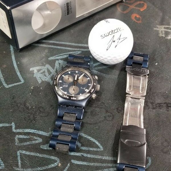 SWATCH IRONY YCN4000AG Sergio Garcia Chronograph Titleist Golf Ball ...