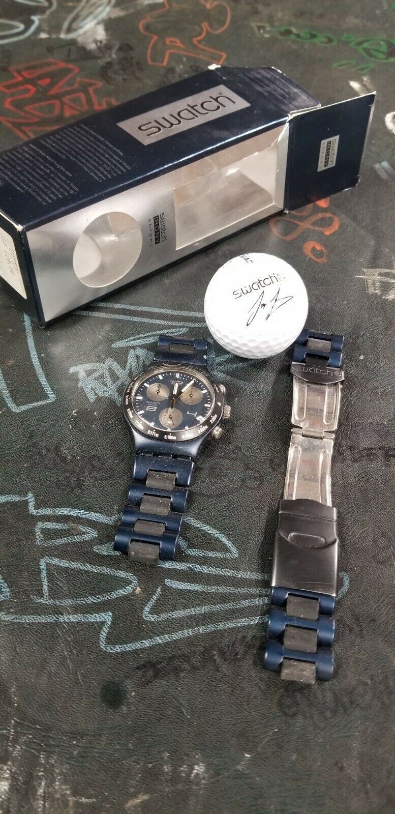 SWATCH IRONY YCN4000AG Sergio Garcia Chronograph Titleist Golf Ball ...