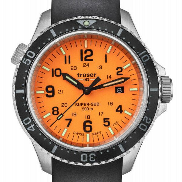 Traser H3 P67 Super Sub Men's Watch 109380 Rubber Watchband 46 MM ...