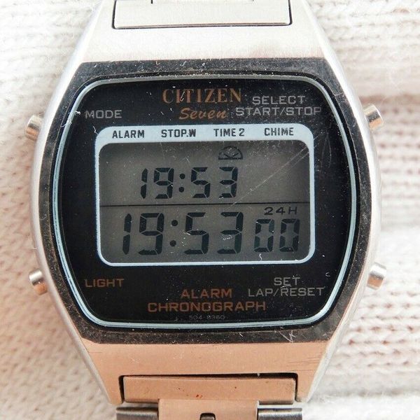 CITIZEN Seven ST-3498 Vintage Japan Mens LCD Alarm Chronograph Watch ...