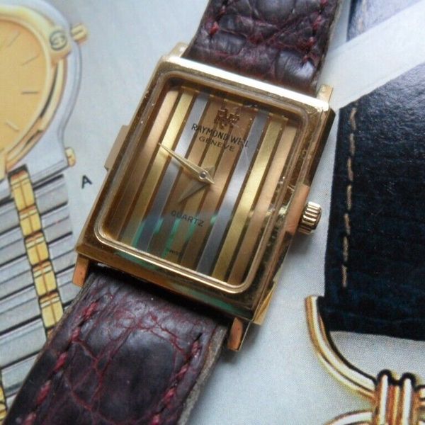 Tri-Colored Dial Lady's Raymond Weil Swiss Quartz 18k Gold E/P Tank ...