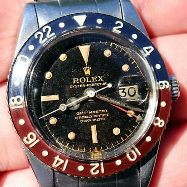 1958 Vintage Rolex GMT-Master 6542 Watch Gilt Swiss Tropical Dial ...