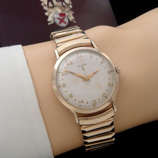Men's MINT 1960 Elgin 24 Hour dial Watch w/ Hack and Presentation Box ...